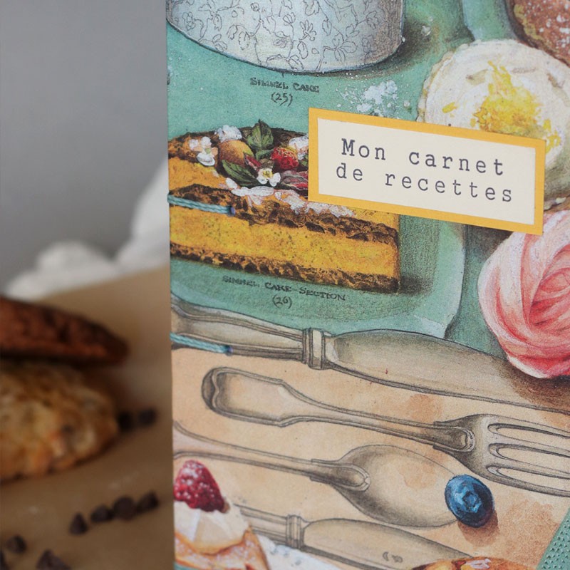 Carnet de recettes à remplir A5 artisanal motif sucré